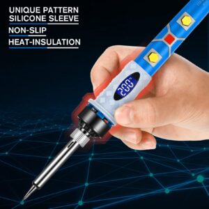 Electronics Soldering Iron Kit - 80W Digital LCD Solder Gun with ON/OFF Switch Adjustable Temperature Controlled and Fast Heating Thermostatic Design Welding Tool