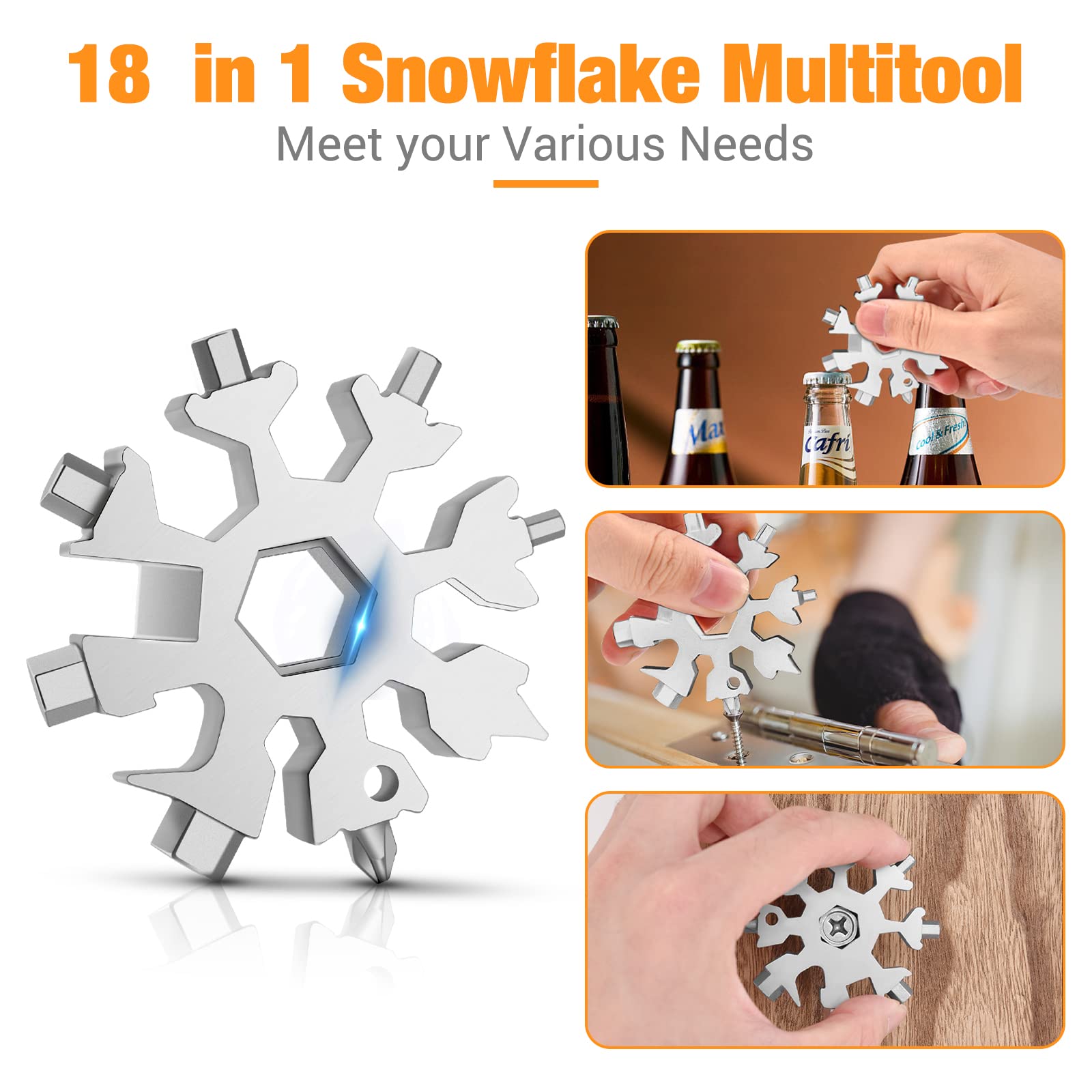 WEARXI Father's Day Gifts for Men, 18 in 1 Snowflake Multitool Gifts for Him, Dad Gifts for Fathers Day, Cool Gadgets for Men, Gifts for Men Unique Tools for Men, Mens Gifts, Camping Accessories