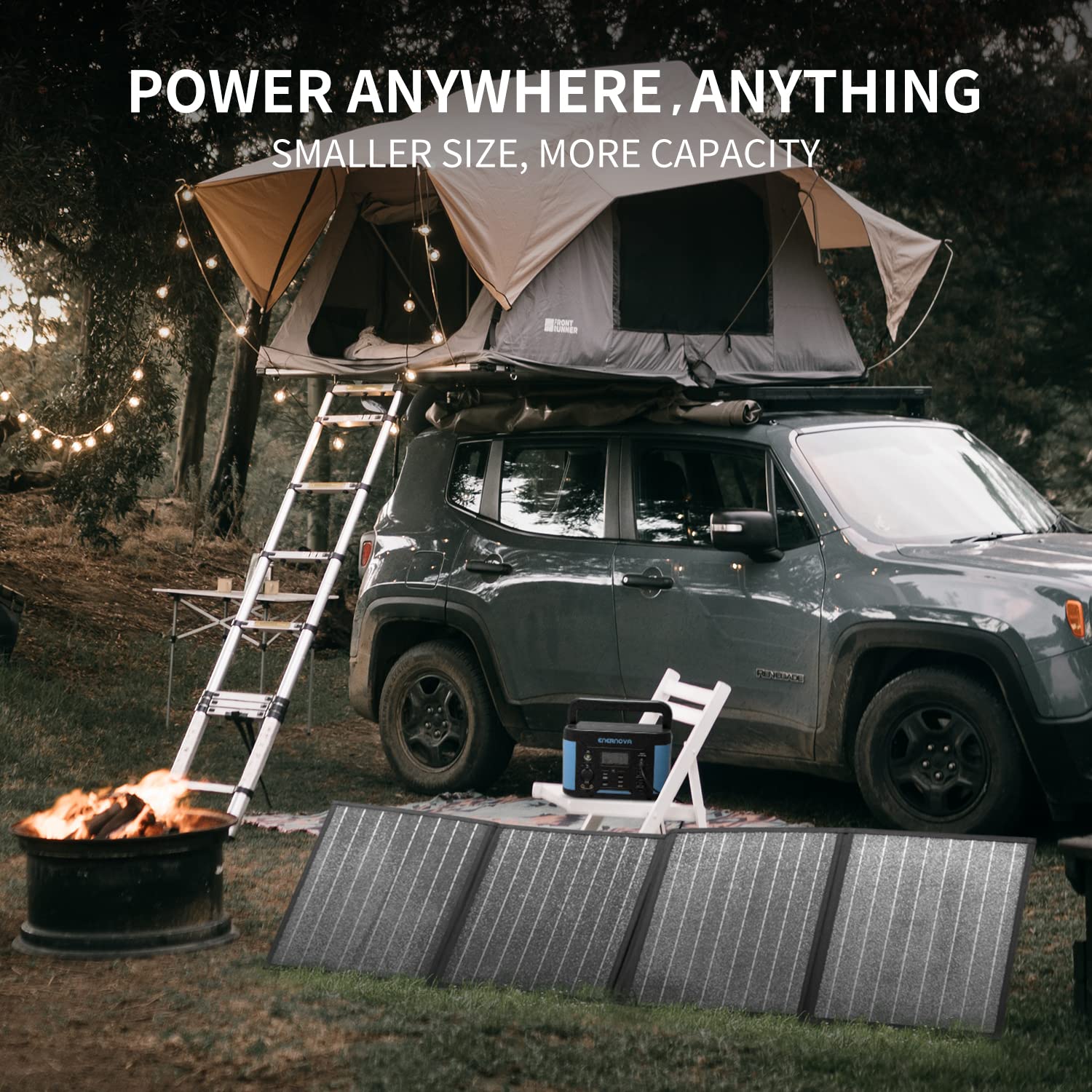 Enernova Portable Power Station 500W, 515Wh 2 AC Outlets Backup Lithium Battery,Solar Generator (Solar Panel Optional) for Outdoors Camping, Travel, Hunting, Emergency