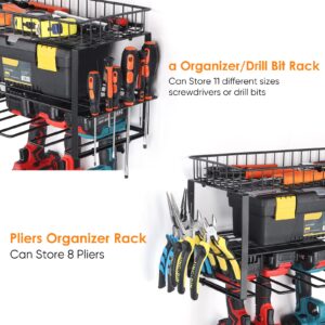 Power Tool Organizer, Power Tool Storage Rack with Basket, Heavy Duty Floating Tool Shelf, Wall Mounted Storage Rack, Garage Organizers and Storage, Perfect for Christmas Gift