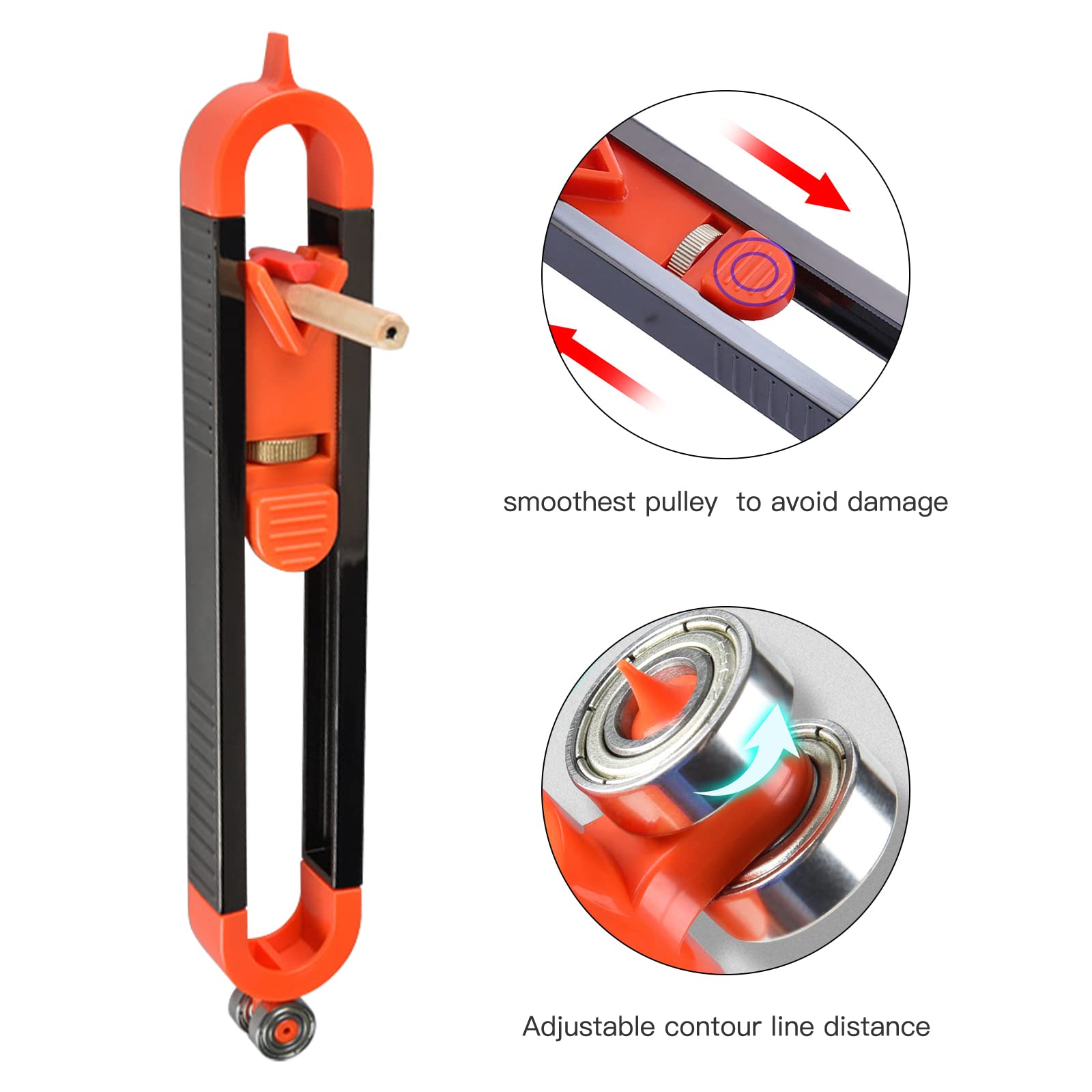 Contour Gauge Scribe Profile Tool with 2-Color Pencil and Sharpener, Gadgets for Woodworking, Van Conversion, Construction Carpenter Transfer The Outline onto Your Material with Speed and Accuracy