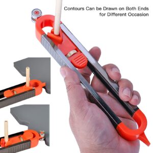 Contour Gauge Scribe Profile Tool with 2-Color Pencil and Sharpener, Gadgets for Woodworking, Van Conversion, Construction Carpenter Transfer The Outline onto Your Material with Speed and Accuracy