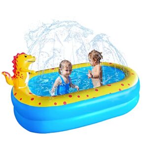 inflatable kid pool, swimming pool for kids with sprinkler, funny blow up pool 67'' x 41'' x 32'' full-sized family for backyard, summer water party…