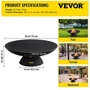 VEVOR Fire Pit Bowl, 30-Inch Deep Round Cast Iron Fire Bowl, Wood Burning for Outdoor Patios, Backyards & Camping Uses, with A Stable Bowl Designed Base and A Firewood Stick, Black