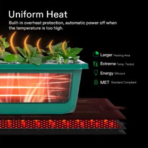 VIVOSUN 10"x20.75" Seedling Heat Mat with Built-in Temperature Controller, UL & MET-Certified Waterproof Plant Heating Pad for Germination, Hydroponics, Brewing, Breeding, and Greenhouses