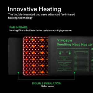 VIVOSUN 10"x20.75" Seedling Heat Mat with Built-in Temperature Controller, UL & MET-Certified Waterproof Plant Heating Pad for Germination, Hydroponics, Brewing, Breeding, and Greenhouses