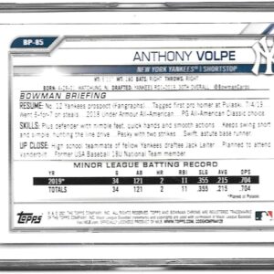 2021 Bowman Prospects #BP-85 Anthony Volpe New York Yankees Baseball NM-MT