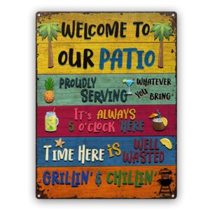 wander prints welcome patio sign - birthday gift for men, women, christmas gifts for new home friends, neighbor - classic metal signs