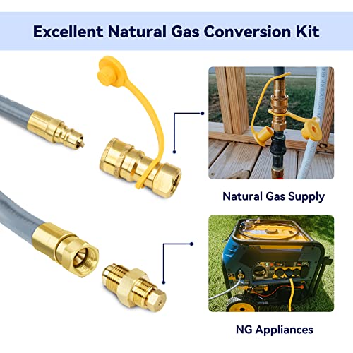 Skyflame 1/2" ID Natural Gas Conversion Hose Kit (12FT) with Quick Connect/Disconnect Fittings for BBQ, Grill, Fire pit, Pizza Oven, Patio Heater and More NG Appliance, 50K BTU