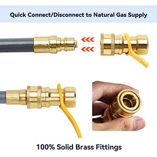 Skyflame 1/2" ID Natural Gas Conversion Hose Kit (12FT) with Quick Connect/Disconnect Fittings for BBQ, Grill, Fire pit, Pizza Oven, Patio Heater and More NG Appliance, 50K BTU