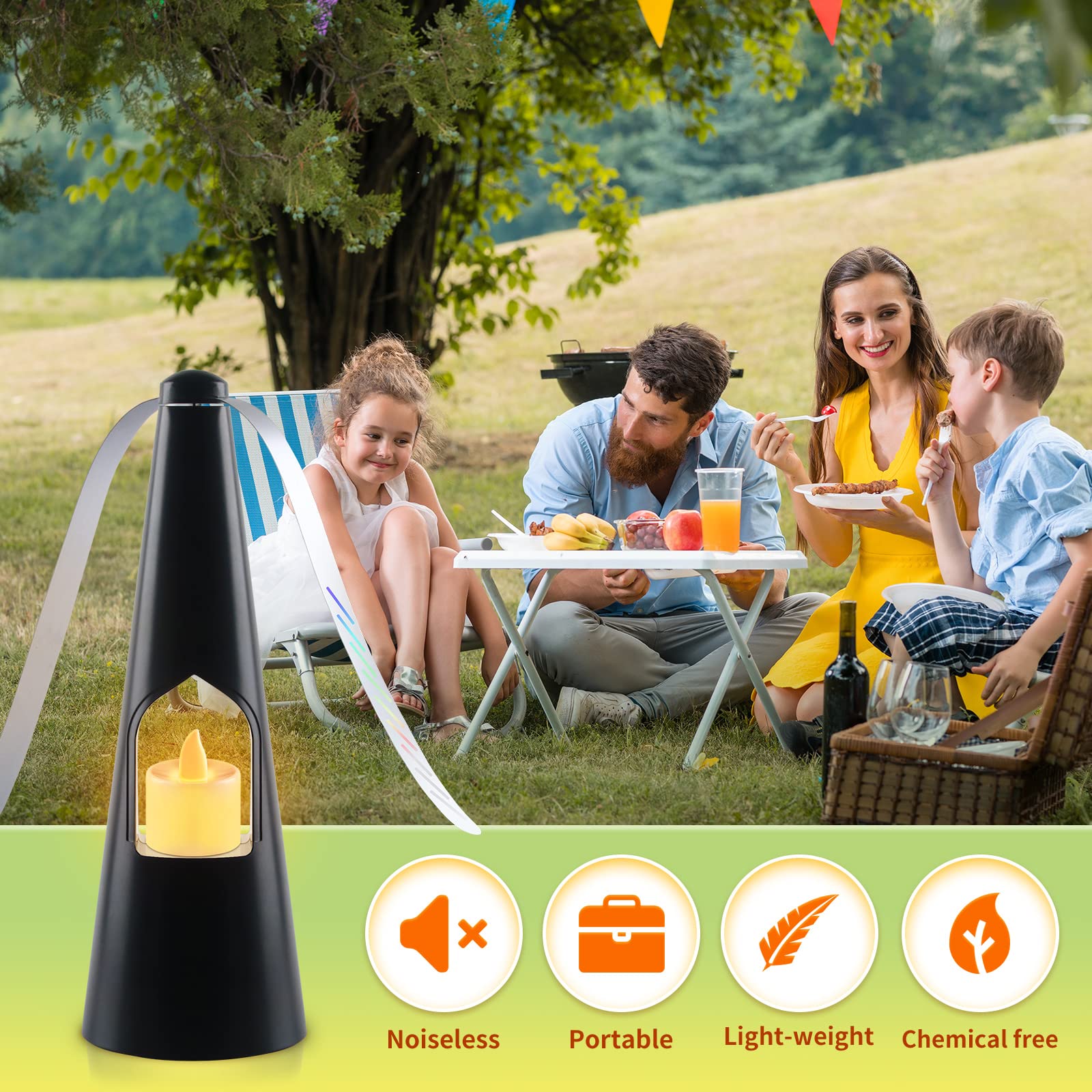 Taschyas Food Fan for Tables, Portable Food Fans with Tea Lights Candles for Outdoor & Indoor Tables