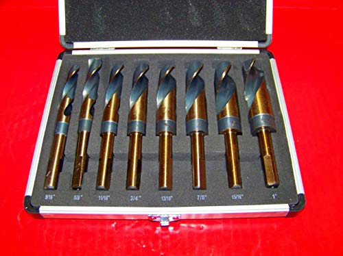 8 pc Jumbo Silver and Deming Industrial Cobalt Drill bit Set 1/2" Reduced Shank