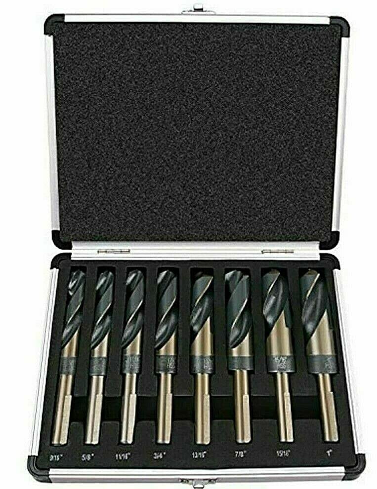 8 pc Jumbo Silver and Deming Industrial Cobalt Drill bit Set 1/2" Reduced Shank