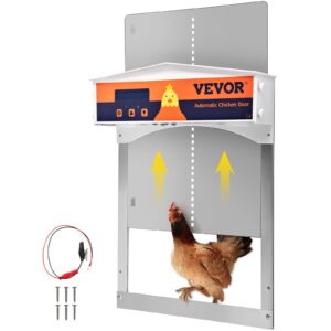 vevor automatic chicken coop door chicken door with timer and light sensor battery powered auto door opener of full aluminum predator-proof for chicken duck with protection mode gray