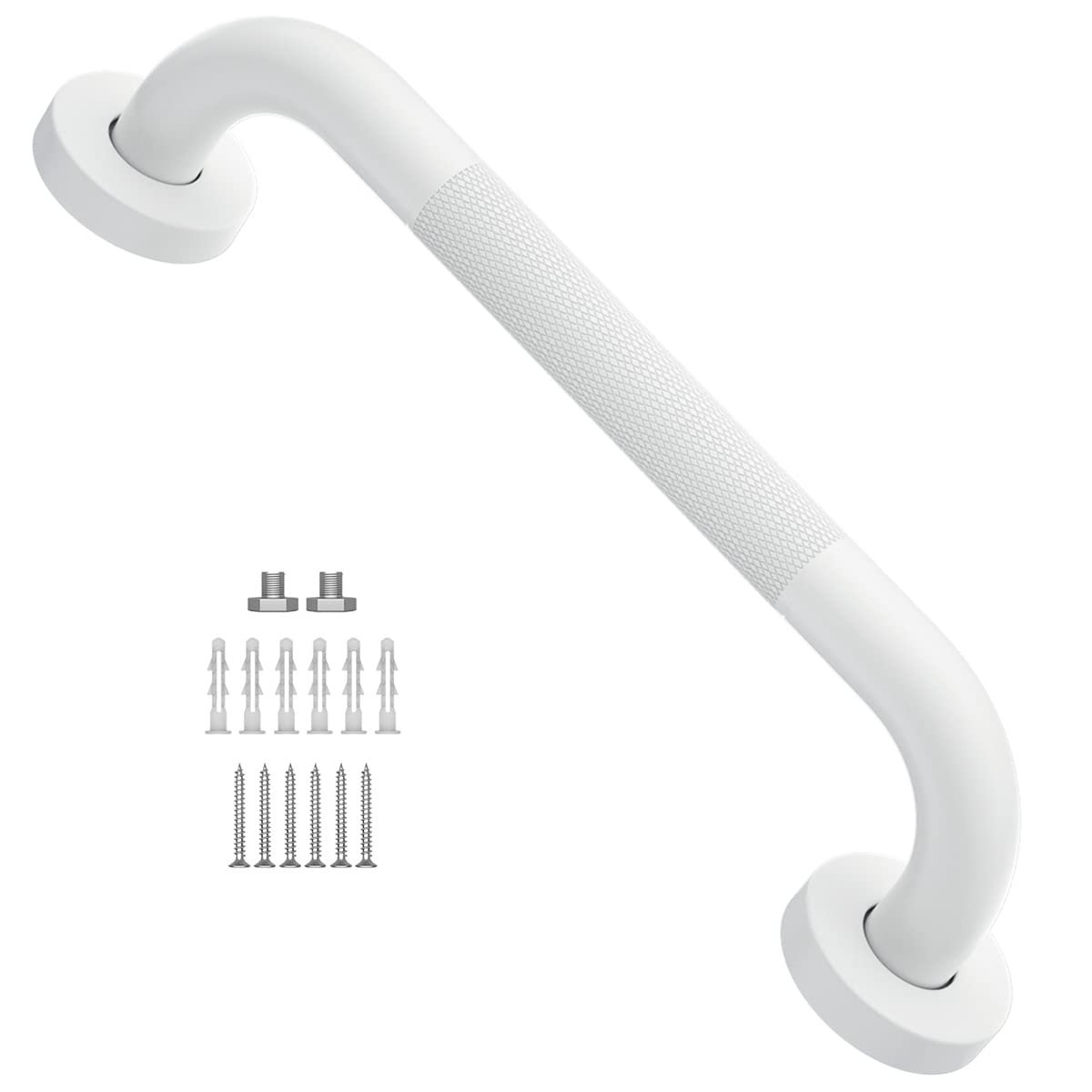 12 Inch Anti Slip Shower Grab Bar Oil Rubbed White, Munzong Bathroom Grab Bar, Knurled Bathroom Balance Bar,Safety Hand Rail Support Handicap Elderly Injury Senior Assist Bath Handle