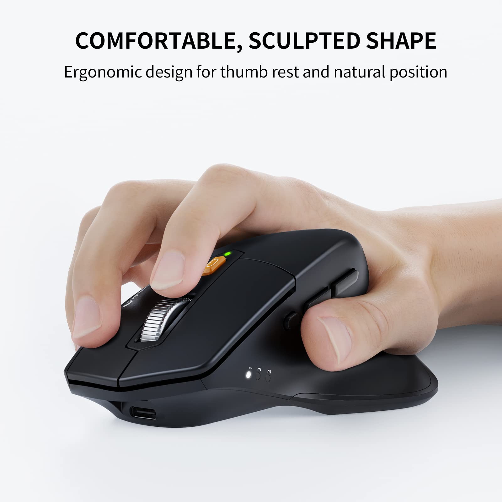 ProtoArc Ergonomic Wireless Keyboard Mouse, EKM01 Ergo Bluetooth Keyboard and Mouse Combo, Split Design, Palm Rest, Multi-Device, Rechargeable, Windows/Mac/Android (Black)