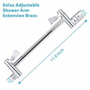 Shower Extension Arm, Eolax Solid Brass Adjustable Shower Pipe Extender with Universal Connection to Fixed Shower Head (11" Chrome)