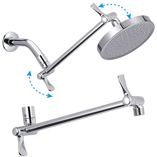 Shower Extension Arm, Eolax Solid Brass Adjustable Shower Pipe Extender with Universal Connection to Fixed Shower Head (11" Chrome)