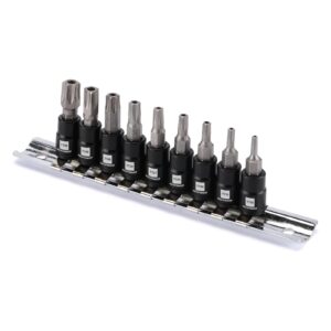 mixpower 9 pieces 1/4" drive torx bit socket set, tamper-proof torx bit sockets, cr-v sockets & s2 steel bits, tt10 - tt50