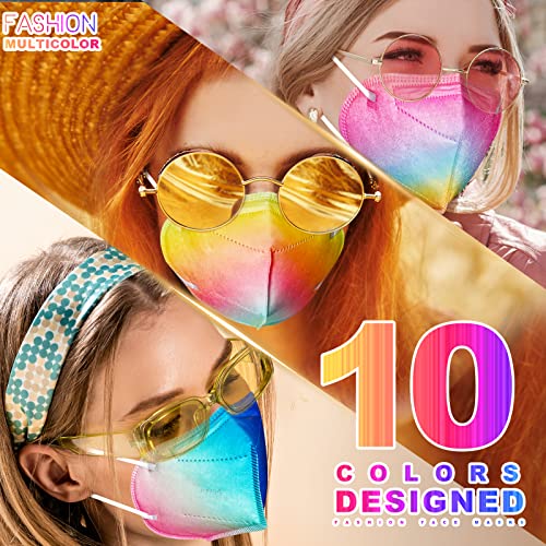 KN95 Face Masks, 60 Pack Individually Wrapped KN95 Masks, 5 layer Colorful Face Mask for Adults Women Men