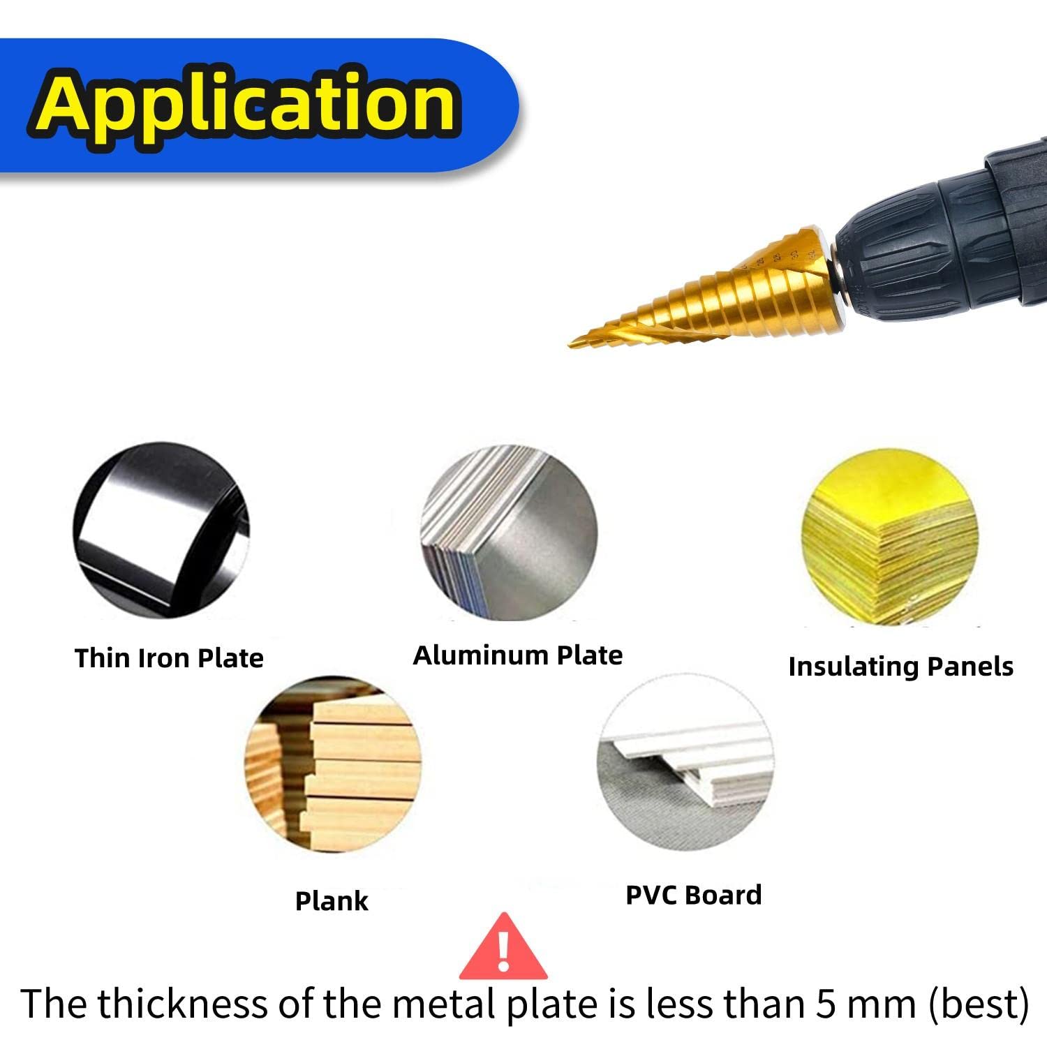 Step Drill Bit Set for Metal, MiKiTok(6Pcs) HSS Unibit Metric Step Drill Bit Set for Steel，Plastic, Wood, Sheet Metal Hole Drilling with Center Punch and Cleaning Brush(4-12/4-20/4-32mm)