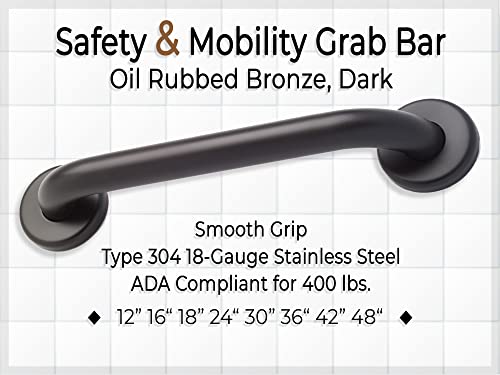 Grab Bar for Bathtub Shower - Stairs Bed Toilet Bathroom / Stand Assist & Safety Handrail / 304 Stainless Steel / Smooth / Oil Rubbed Bronze / 36"