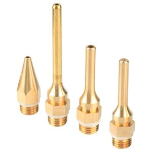 Yakamoz 4Pcs Interchangeable Copper Glue Gun Nozzle Set 10.8mm 7/16 Inch Thread Gluegun Tips Replacement Small Bore Long Tube Nozzles for Hot Melting Glue Guns Bore 2.0mm 3.0mm