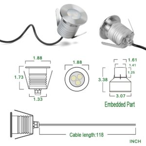 ATCD Waterproof Swimming Pool Lights 3W LED Underwater Light, Works at 12V-24VDC, 4 Packs IP68 Low Voltage In-Ground Lights for Pools Ponds Waterfall Fountains, Warm White 3000K