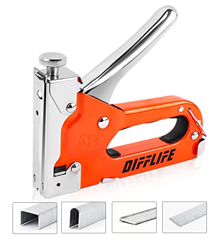 DIFFLIFE Staple Gun Heavy Duty, YEAHOME 4-in-1 Stapler Gun with 2400 Staples, Manual Brad Nailer Power Adjustment Stapler Gun for Wood, Crafts, Carpentry, Decoration DIY