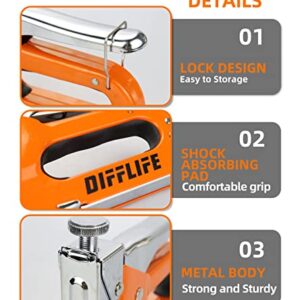 DIFFLIFE Staple Gun Heavy Duty, YEAHOME 4-in-1 Stapler Gun with 2400 Staples, Manual Brad Nailer Power Adjustment Stapler Gun for Wood, Crafts, Carpentry, Decoration DIY