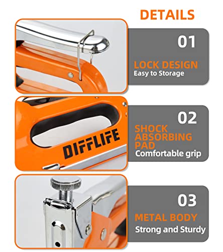 DIFFLIFE Staple Gun Heavy Duty, YEAHOME 4-in-1 Stapler Gun with 2400 Staples, Manual Brad Nailer Power Adjustment Stapler Gun for Wood, Crafts, Carpentry, Decoration DIY