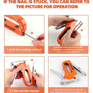 DIFFLIFE Staple Gun Heavy Duty, YEAHOME 4-in-1 Stapler Gun with 2400 Staples, Manual Brad Nailer Power Adjustment Stapler Gun for Wood, Crafts, Carpentry, Decoration DIY