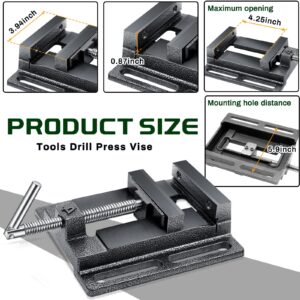 Tools Drill Press Vise Metal Drill Press Vice Workbench Drill Vise Clamp with 2 Pieces Magnetic Vise Pads Multi Grooved Pads Set for Daily Working Supply (4 Inch)