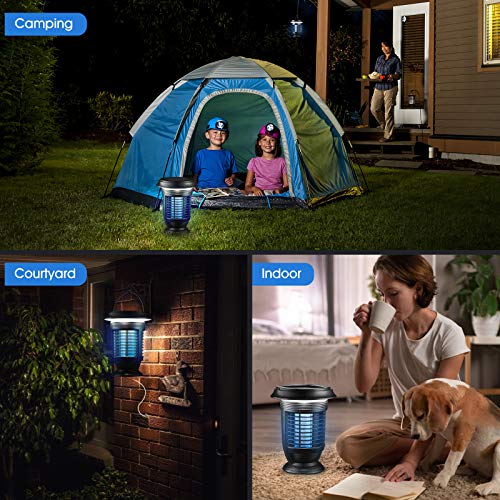 AiMoxa Solar Bug Zapper Outdoor, Self-Cleaning Mosquito Zapper for Fruit Flies, Gnats, Moths, Insect, Waterproof Fly Traps for Indoors, USB Electric Catcher & Killer