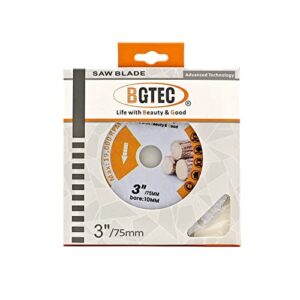 BGTEC Carbide Wood Cutting Disc,3pcs 3 Inch/75MM with 10MM Arbor Vacuum Brazed Carbide Cut-Off Wheel Blade for Wood Board, Gypsum Board, Rubber Pipe, Plastic