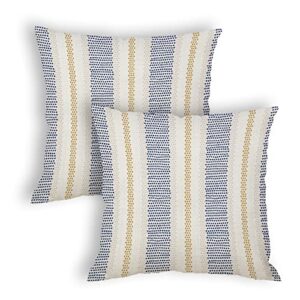 alanroye outdoor throw pillow covers farmhouse decorative 18x18inch set of 2 blue yellow grey gray gold waterproof stripe for patio garden couch neutral beige aesthetic linen modern pillowcase