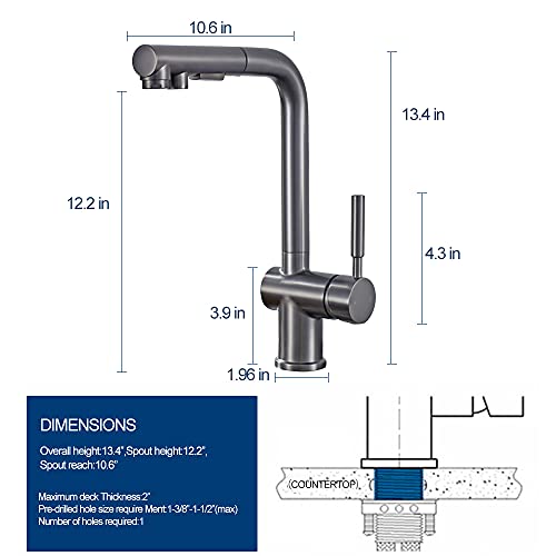 ALPHAUCET Kitchen Sink Faucet with Magnetic Docking, Commercial Modern Faucet & Kitchen Sink Faucet, L Shaped Single Handle Kitchen Faucet with Pull Out Spray Low Profile Faucet for Kitchen Sink