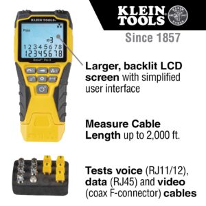 Klein Tools Cable Tester Kit with Scout Pro 3 for Ethernet, Coax and Phone Cables + Carrying Case