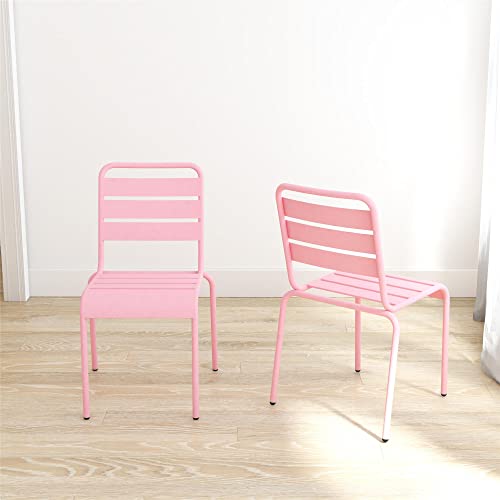 Novogratz Poolside Gossip, June Outdoor/Indoor Stacking Dining Chairs, 2-Pack, Pink