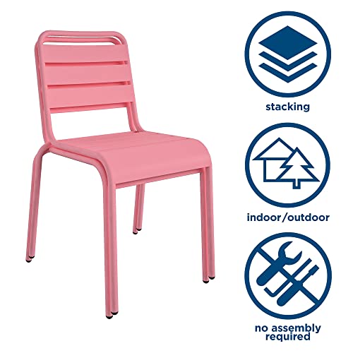 Novogratz Poolside Gossip, June Outdoor/Indoor Stacking Dining Chairs, 2-Pack, Pink