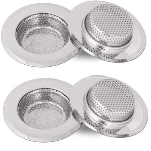 4 Pcs Sink Strainers for Kitchen Sink Stainless Steel Sink Drain Strainer Prevent Clogging Large Wide Rim Outer Diameter 4.5 Inch/11.3cm(Suitable for 2.76" to 3.94" Drain)