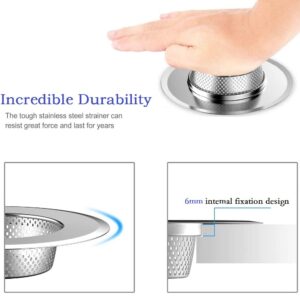 4 Pcs Sink Strainers for Kitchen Sink Stainless Steel Sink Drain Strainer Prevent Clogging Large Wide Rim Outer Diameter 4.5 Inch/11.3cm(Suitable for 2.76" to 3.94" Drain)