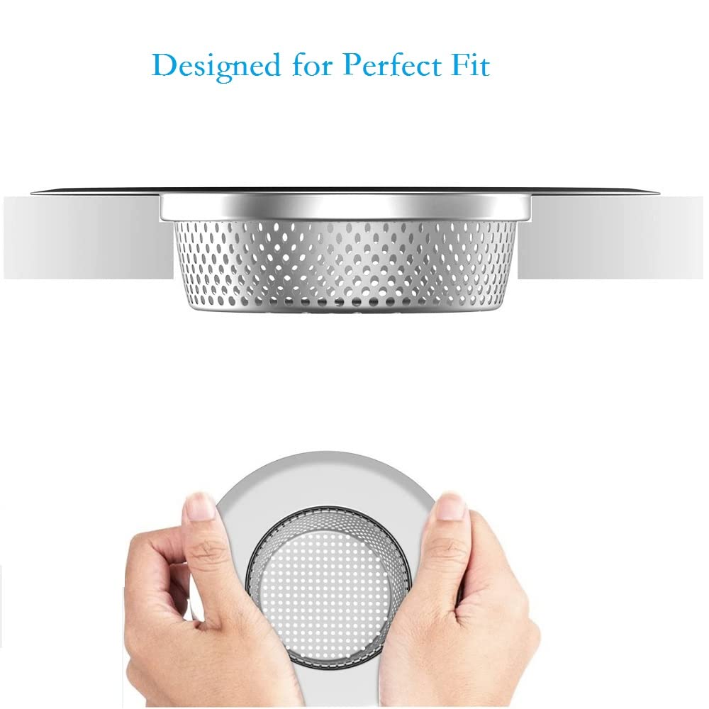 4 Pcs Sink Strainers for Kitchen Sink Stainless Steel Sink Drain Strainer Prevent Clogging Large Wide Rim Outer Diameter 4.5 Inch/11.3cm(Suitable for 2.76" to 3.94" Drain)