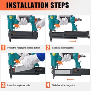 DOTOOL Pneumatic Brad Nailer, 18 Gauge 2-in-1 Nail, 5/8'' to 2'' Brad Nails and 5/8'' to 1-5/8'' Crown Staples, Safety Glasses and Carrying Case