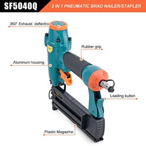 DOTOOL Pneumatic Brad Nailer, 18 Gauge 2-in-1 Nail, 5/8'' to 2'' Brad Nails and 5/8'' to 1-5/8'' Crown Staples, Safety Glasses and Carrying Case