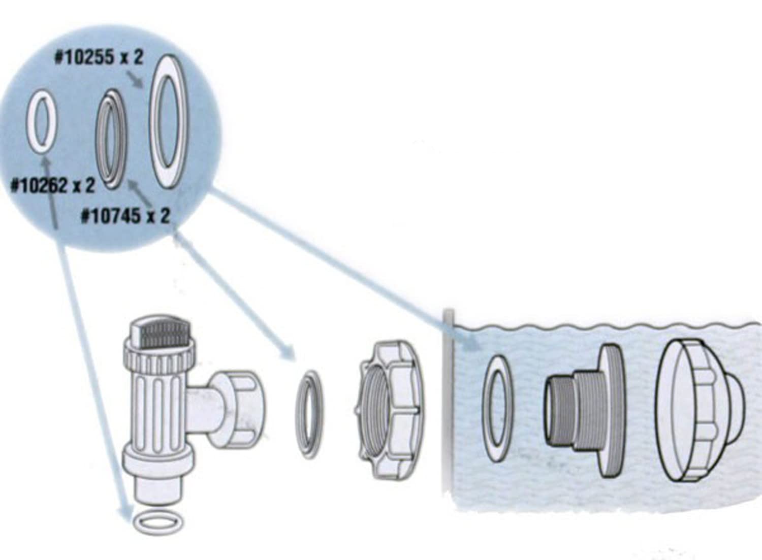 IKSI Fits for 25076RP 10745, 10262 and 10255 Step Washer O Ring 1.25 Fittings Plunger Valve Seals Rubber 11235 (6 pcs)