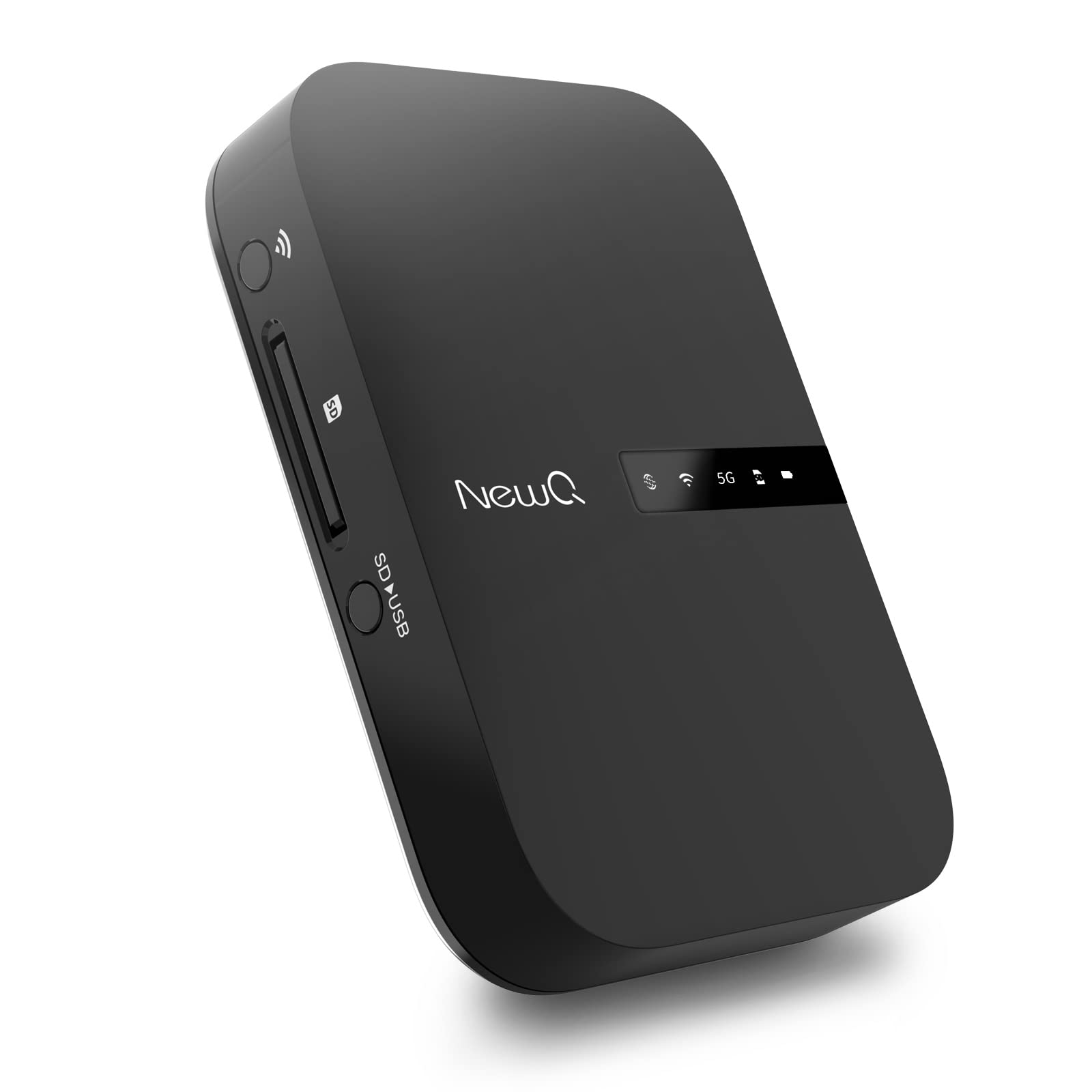 NewQ Filehub AC750 Travel Router: Portable Hard Drive SD Card Reader & Mini WiFi Range Extender for Travel | Wireless Access External Harddrive & USB Storage Device to Backup Photo & Files from iPhone