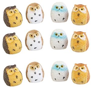 toyvian 12pcs mini owl figurines miniature garden figurines owl garden decoy animal dollhouse ornament for micro landscape bonsai decor