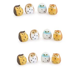 Toyvian 12pcs Mini Owl Figurines Miniature Garden Figurines Owl Garden Decoy Animal Dollhouse Ornament for Micro Landscape Bonsai Decor