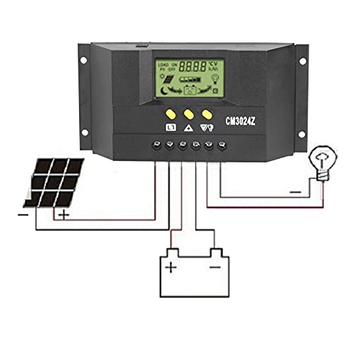 FTVOGUE CM3024Z PWM Solar Controller LCD Display Solar Panel Intelligent Regulator 12V 24V[30A],Solar Controller